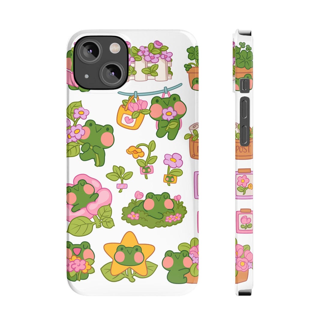 Cute Kawaii Garden Flower Frog Slim Phone Cases Kawaii Frog Phone Case ...