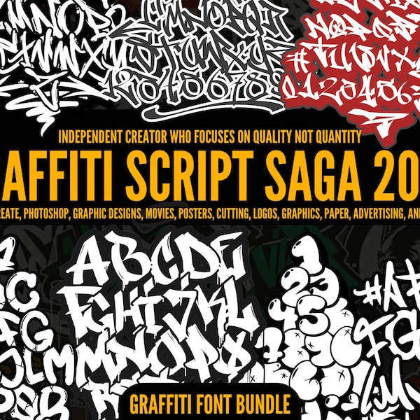 Graffiti BUNDLE Font Pack PNG/SVG Letters tagging instant Digital ...