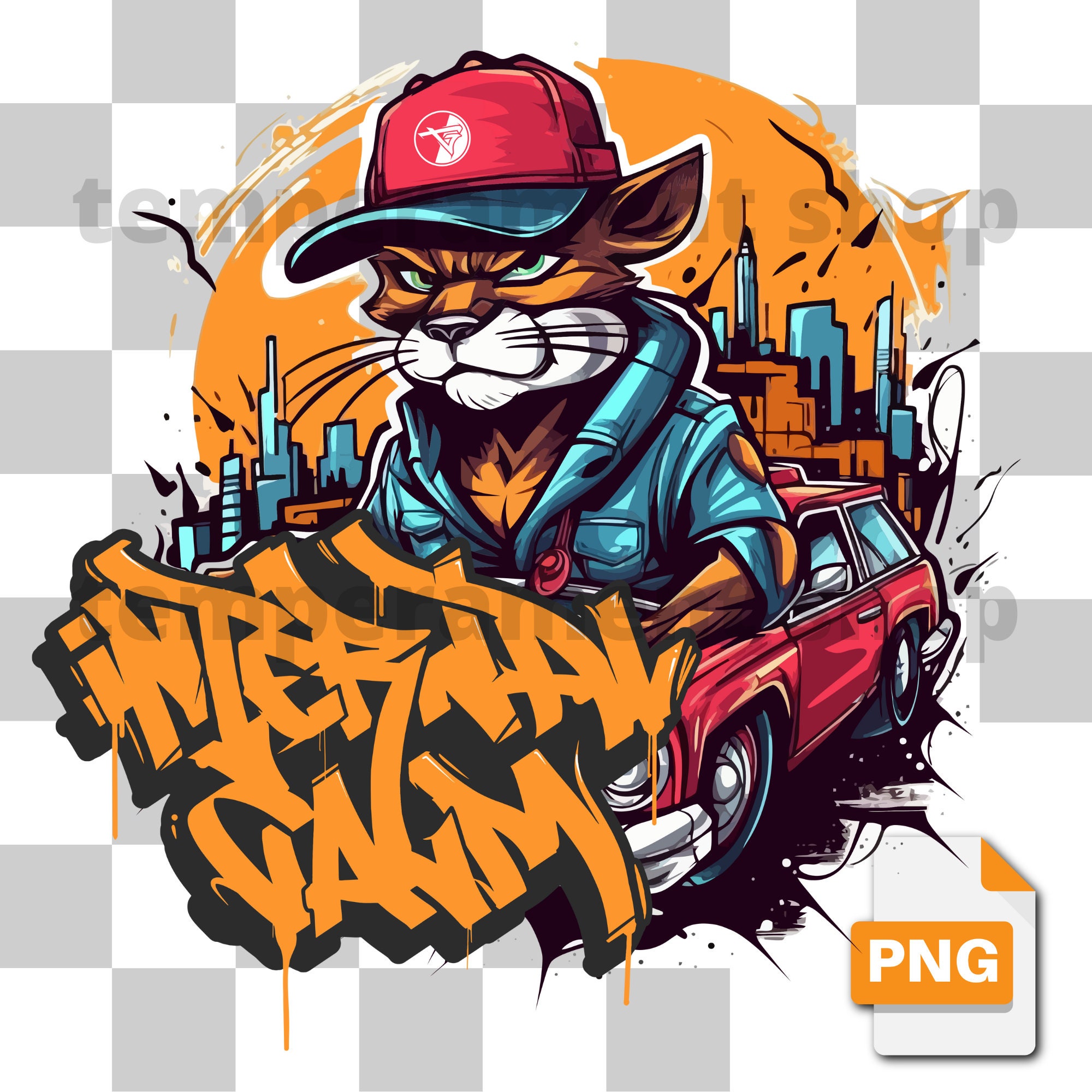 Urban Sublimation Design,animal Clipart With Splashes of Color ...