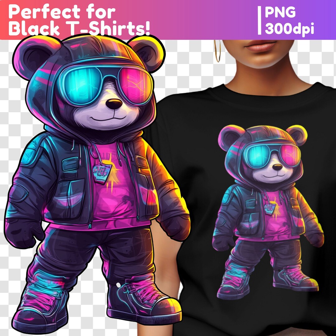 Neon Teddy Bear PNG for Sublimation,neon PNG Designs for Shirts,hiphop ...