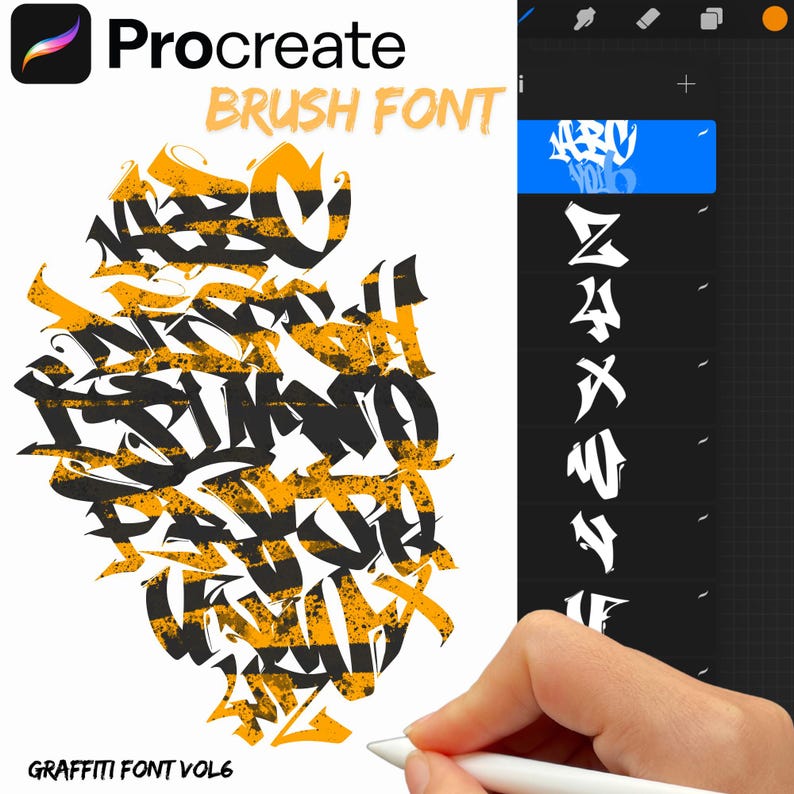 Procreate Graffiti Font VOL6 – 24 Brushes | Letters, Numbers, Tags ...