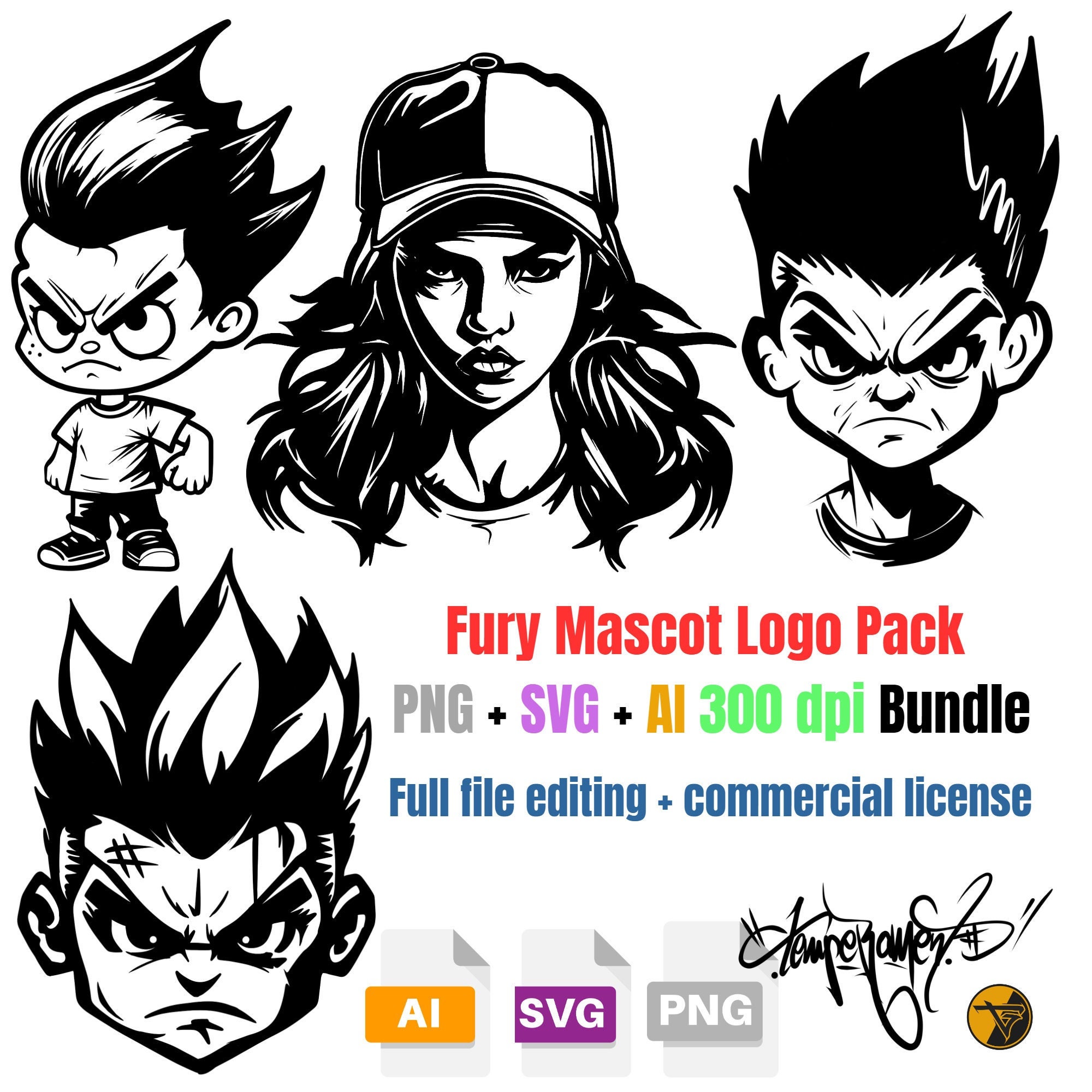 Gaming Characters SVG Bundle - Mascot Logo Graphics and Shirt Design ...