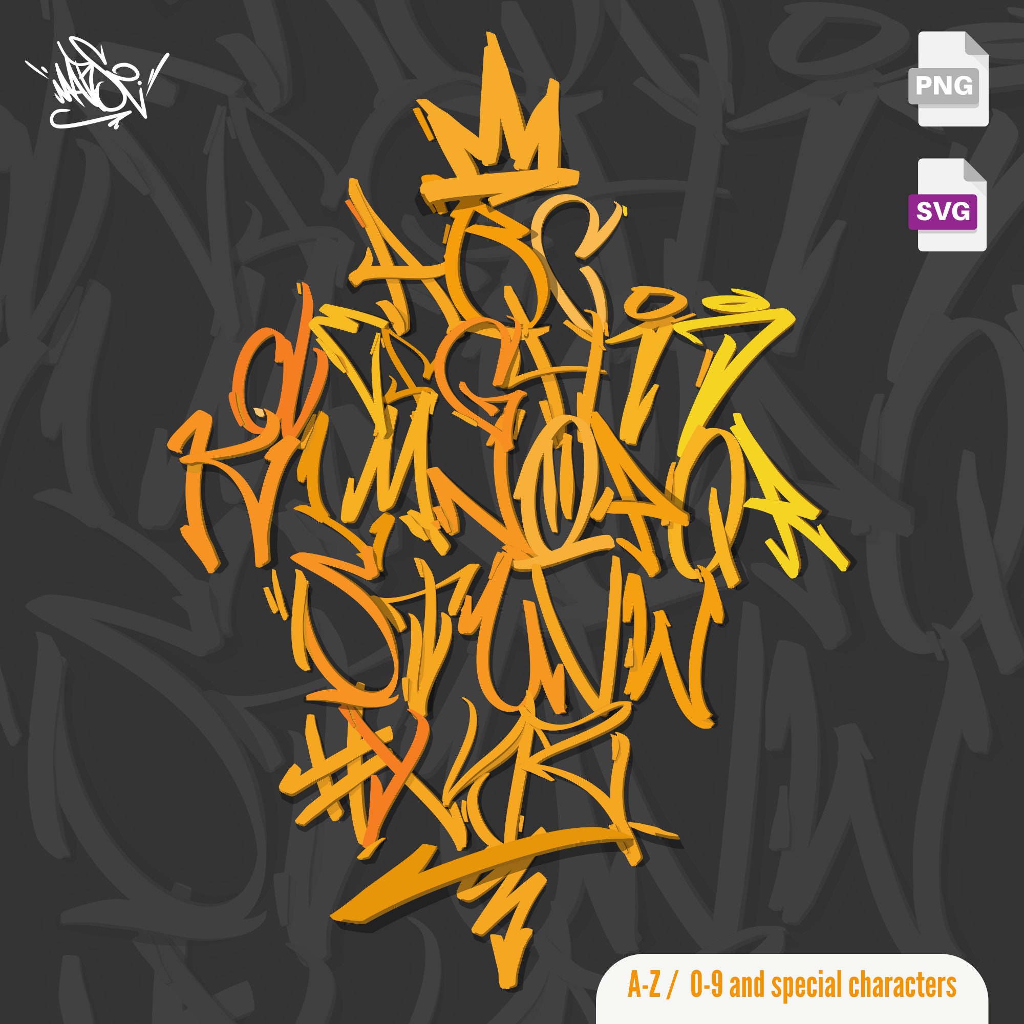 Graffiti 3D Yellow Font Png/svg,graffiti-style Font,graffiti Font ...