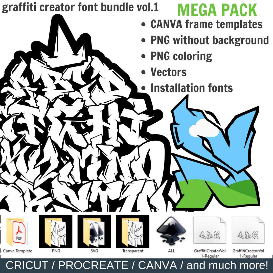Graffiti Font,hip Hop Font,graffiti Font Bundle,hip Hop Font Svg ...