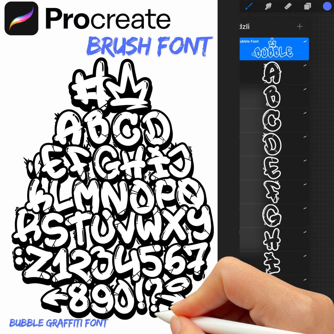 Bubble Graffiti Font –procreate Brush Set (45 Brushes),graffitiletters ...