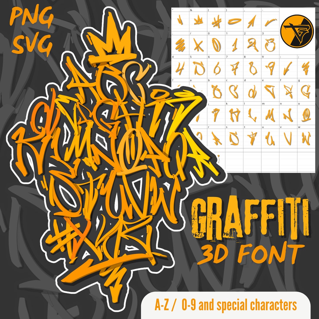Graffiti 3D Yellow Font Png/svg,graffiti-style Font,graffiti Font ...