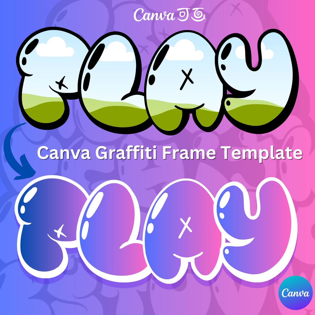 Graffiti Throw-up Font, Canva Frame Template (PDF) - Etsy UK
