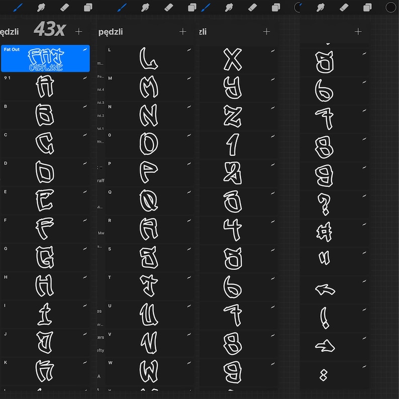 Fat Outline Graffiti–graffiti Brush Set for Procreate (47 Brushes ...