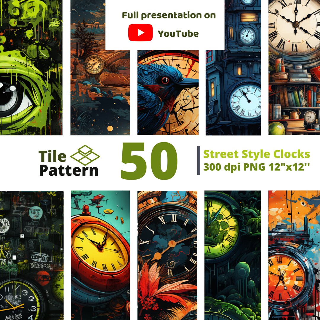 Pattern Clock Tile 50 Background Street Style,seamless Pattern,digital ...