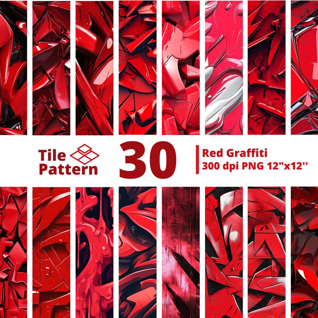 30 Seamless Red Pattern Tiles PNG – High-resolution 12x12" Digital ...