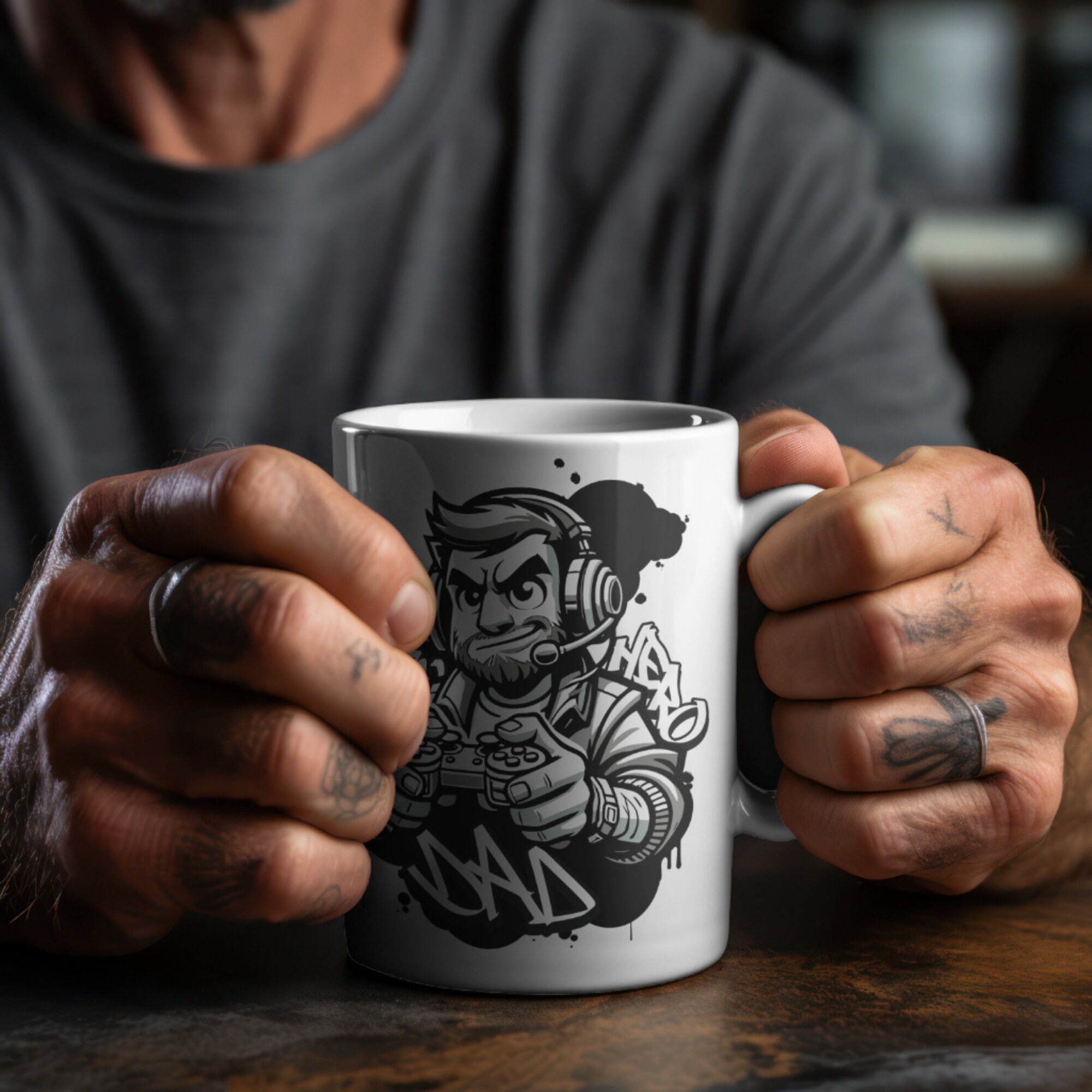 Superhero Gamer Dad Graffiti Illustration, Father's Day PNG SVG ...