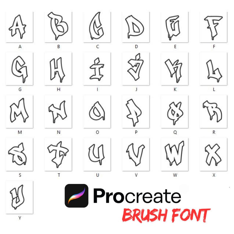 Temperament Font VOL.1 – Graffiti Brush Set for Procreate (51 Brushes ...