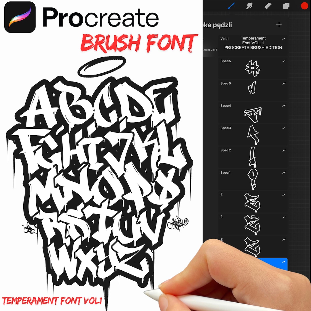Temperament Font VOL.1 – Graffiti Brush Set for Procreate (51 Brushes ...