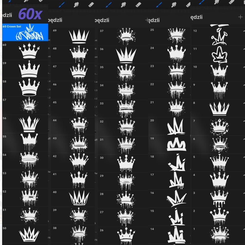 60 Graffiti Crown Procreate Brushes – Urban Stamp Pack (.brushset) - Etsy