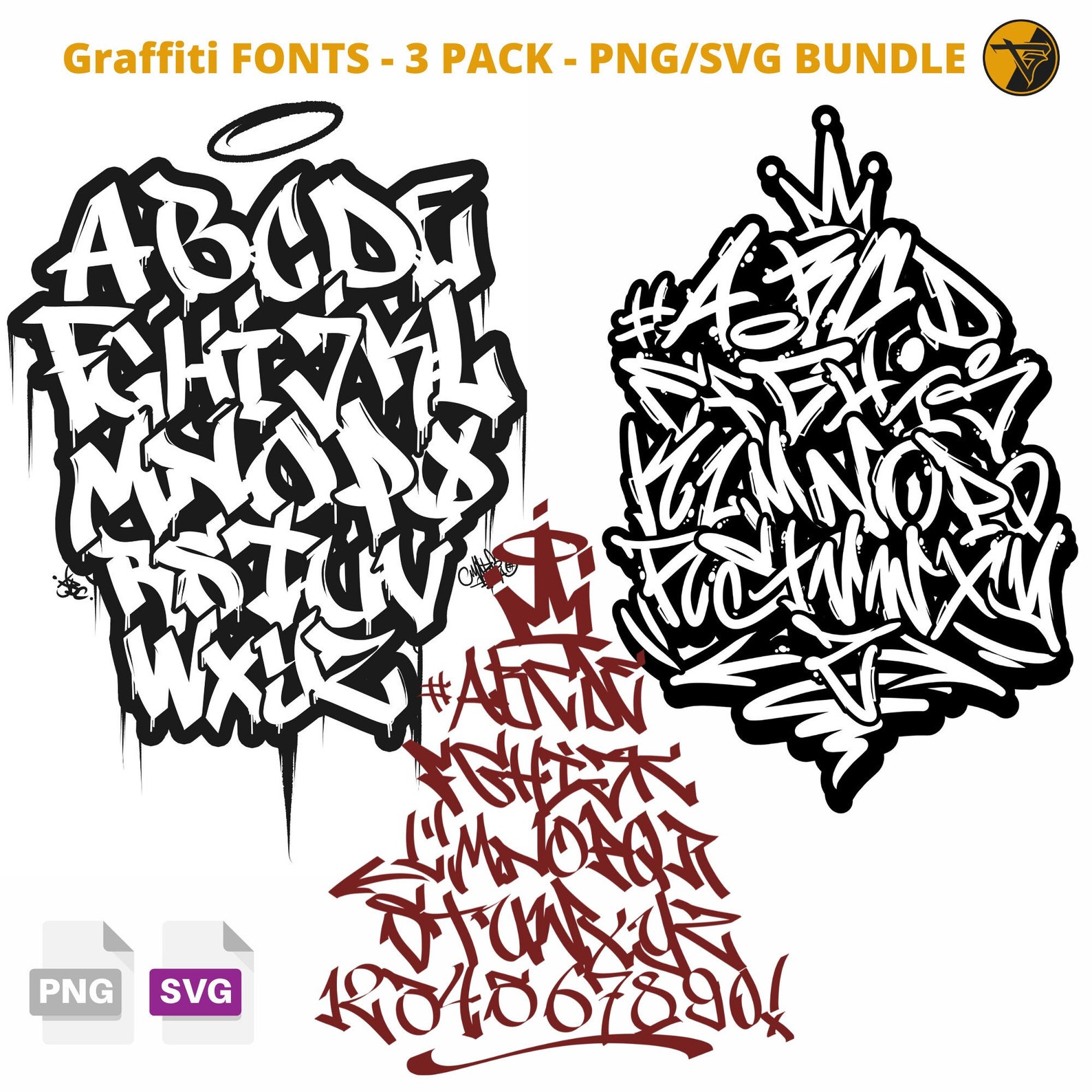 Graffiti BUNDLE Font Pack PNG/SVG Letters tagging instant Digital ...