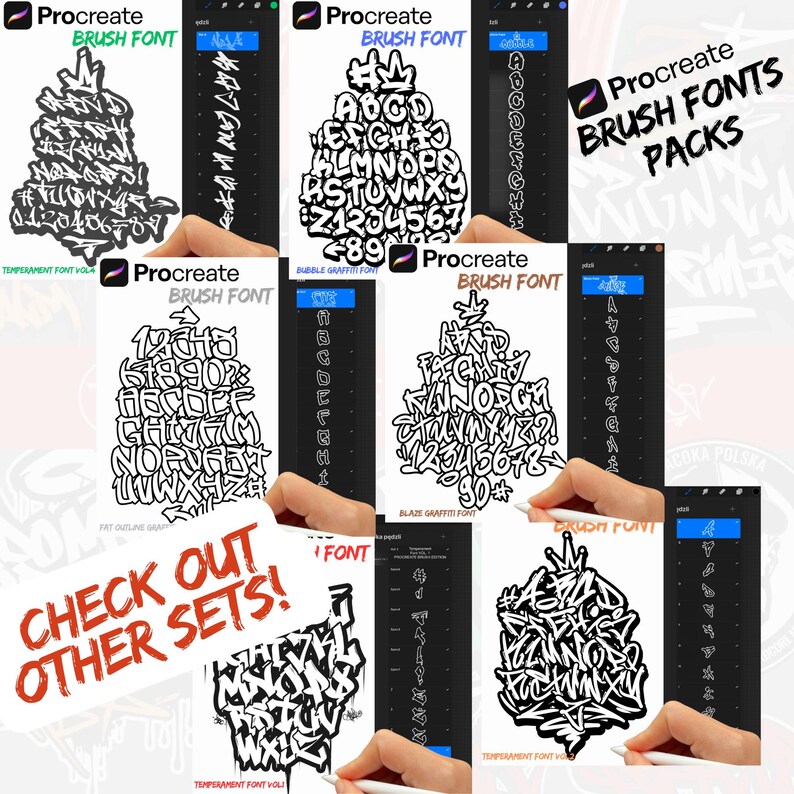 Boldblock 3D Graffiti Font – Procreate Stamp Brush Set (46 Brushes ...