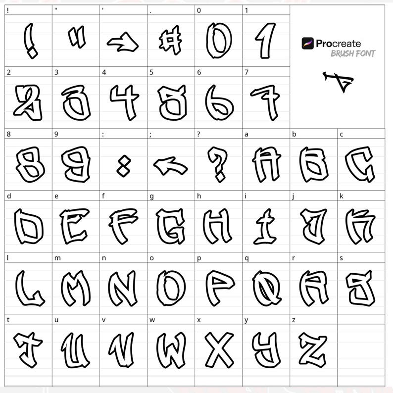 Fat Outline Graffiti–graffiti Brush Set for Procreate (47 Brushes ...