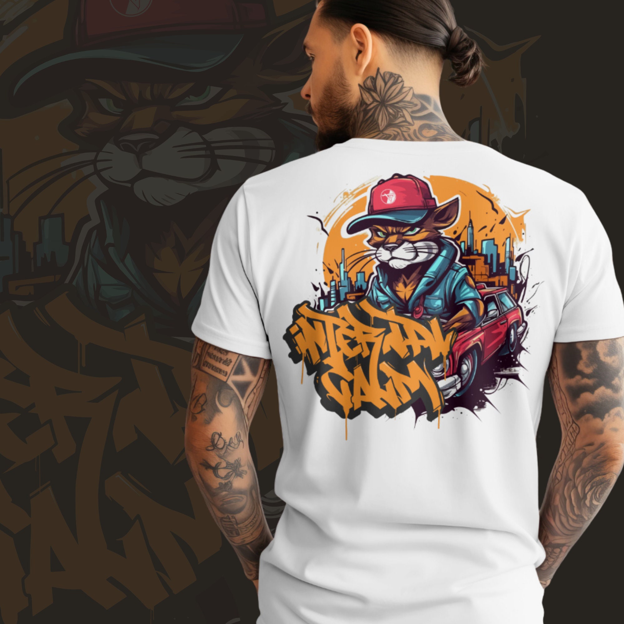 Urban Sublimation Design,animal Clipart With Splashes of Color ...