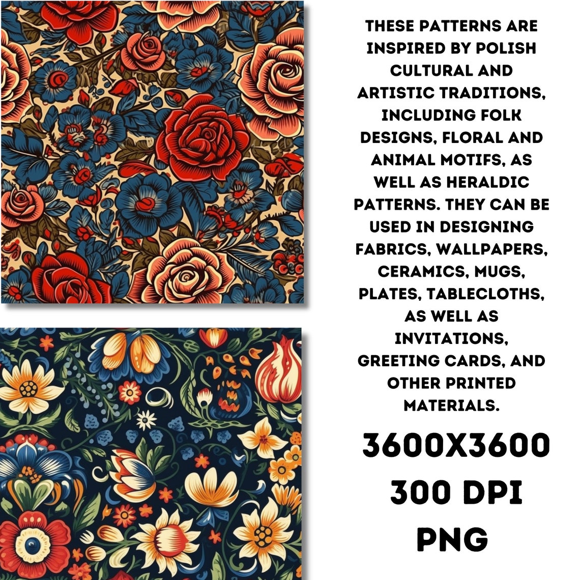 Polish Folk Art Tile Patterns, Slavic Floral Designs (digital Paper) - Etsy