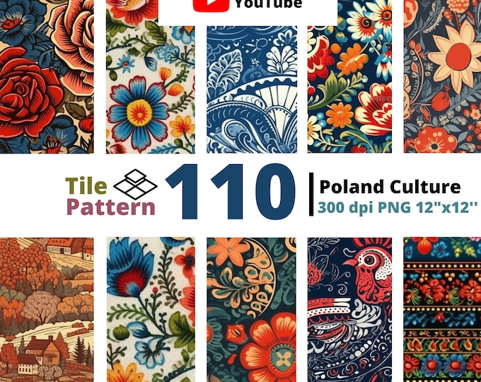 Polish Folk Art Tile Patterns, Slavic Floral Designs (digital Paper) - Etsy