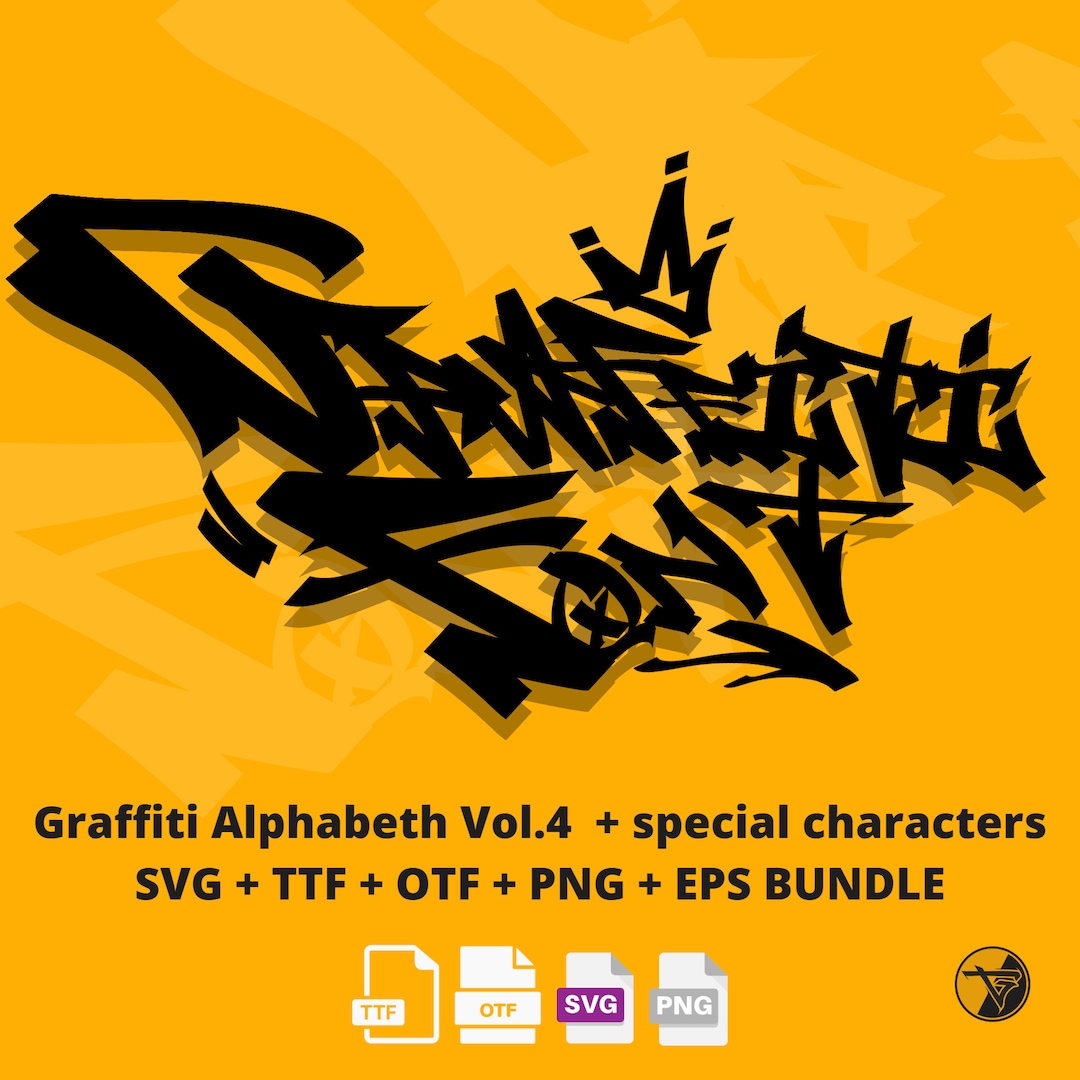 Graffiti Alphabet Svg/ttf/png,letters,urban Font,fonts Bundle,digital ...
