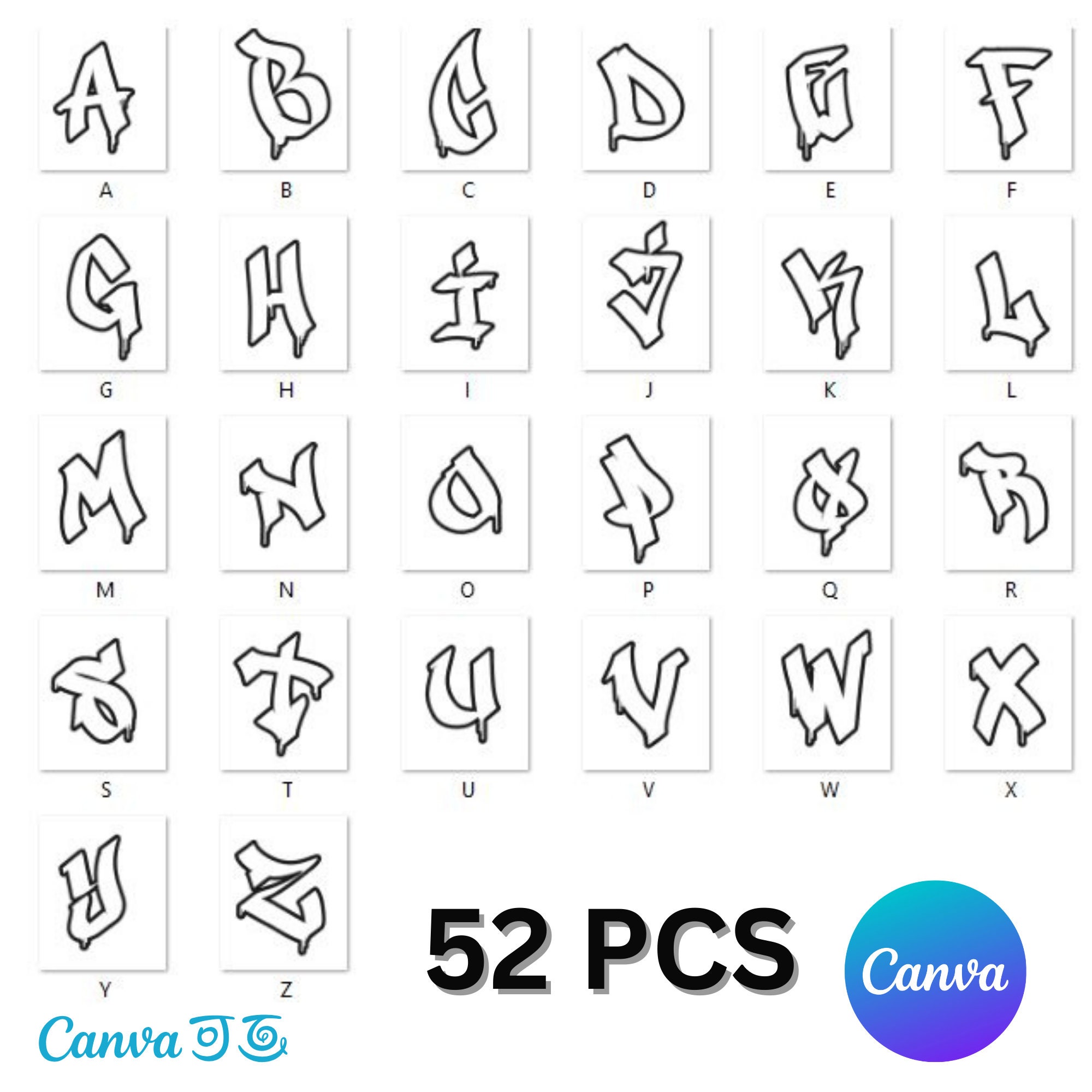 Graffiti Font Canva Frame Template (digital Download) - Etsy