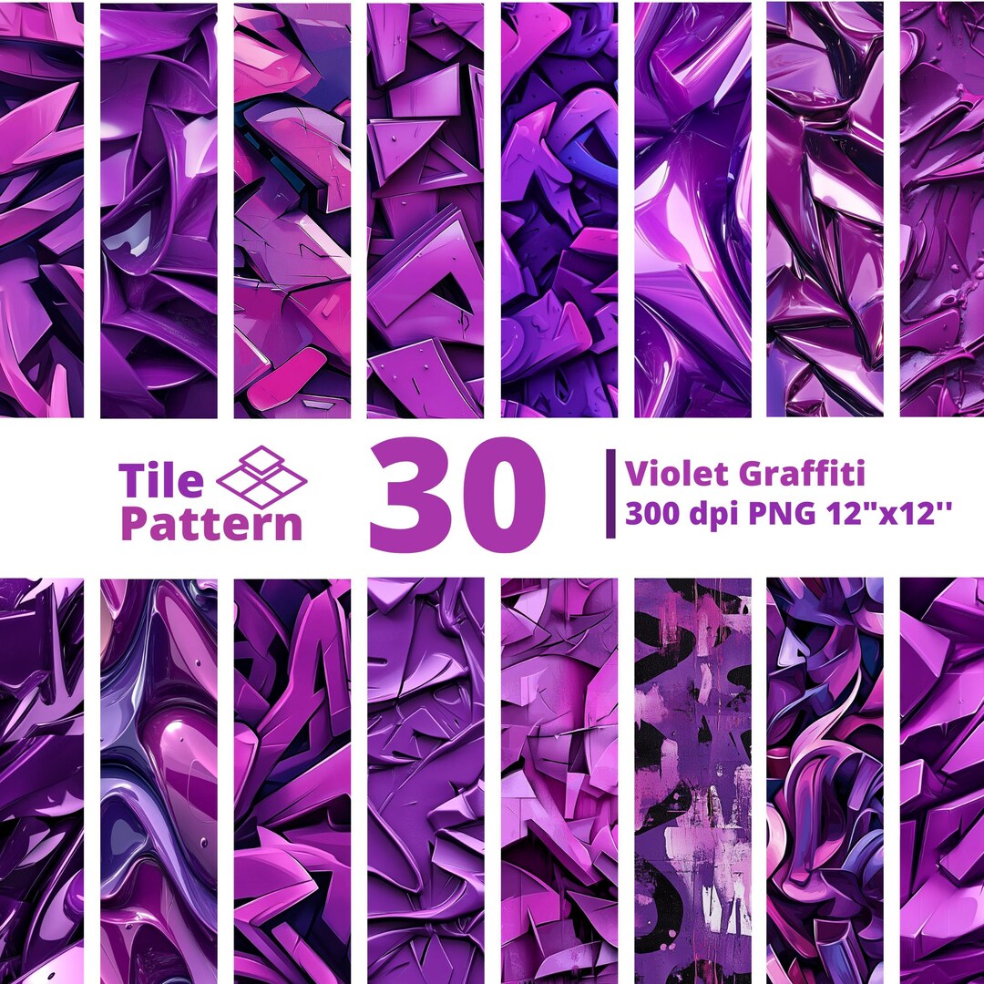 30 Seamless Violet Pattern Tiles PNG – High-resolution 12x12" Digital ...