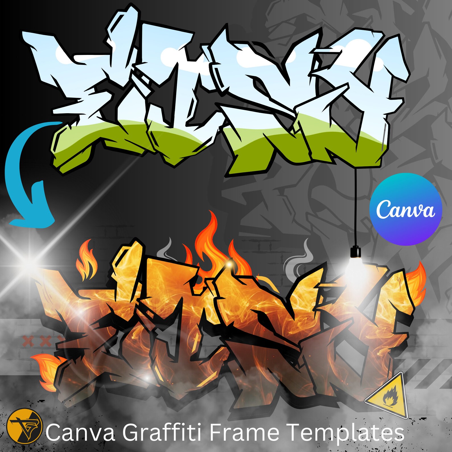 Graffiti Font Canva Frame Template, Hip Hop Alphabet (digital Download ...