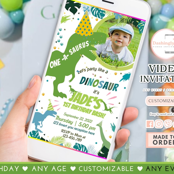 Dinosaur birthday invitation oneasaurus - Etsy México