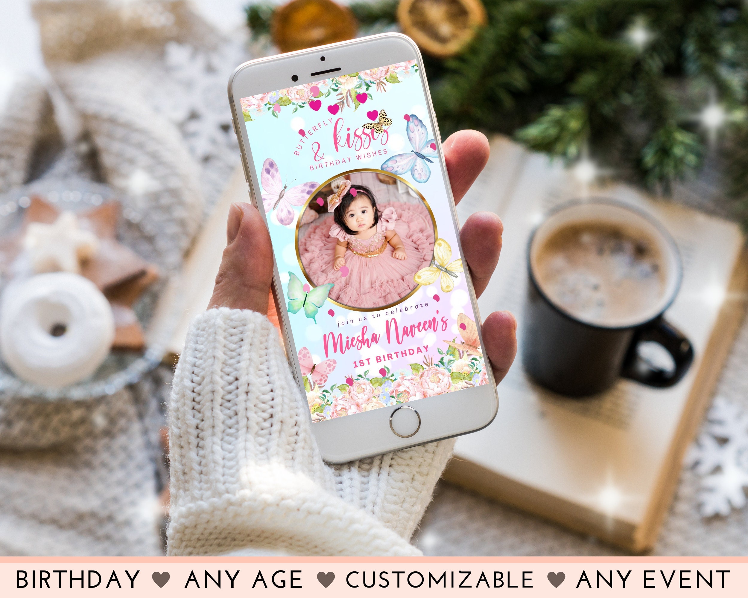 Butterfly Video Invitation Birthday Butterfly Kisses Birthday Wishes ...