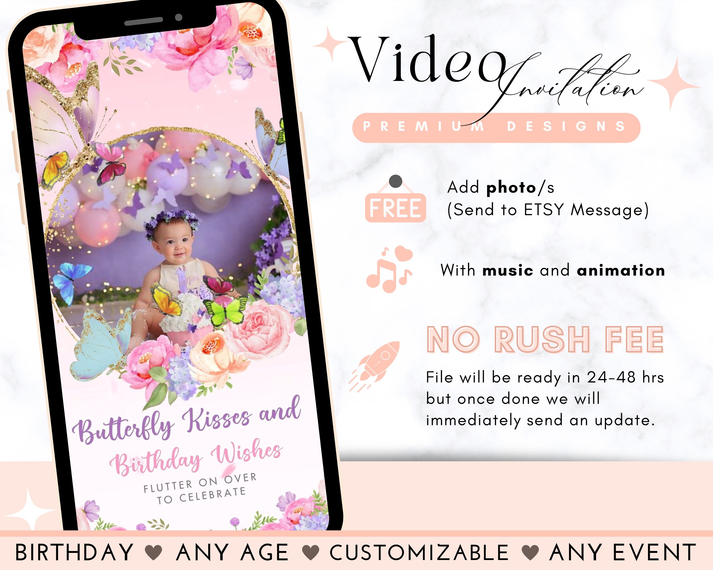 Butterfly Kisses Video Invitation Birthday Butterfly Kisses Birthday ...