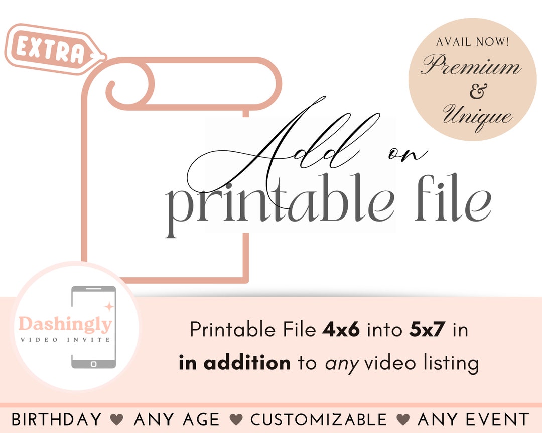 Add on Printable Invitation Digital Download of Your Chosen Video ...