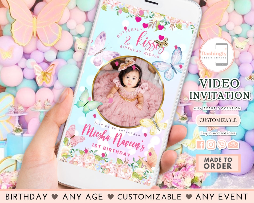 Butterfly Video Invitation Birthday Butterfly Kisses Birthday Wishes ...
