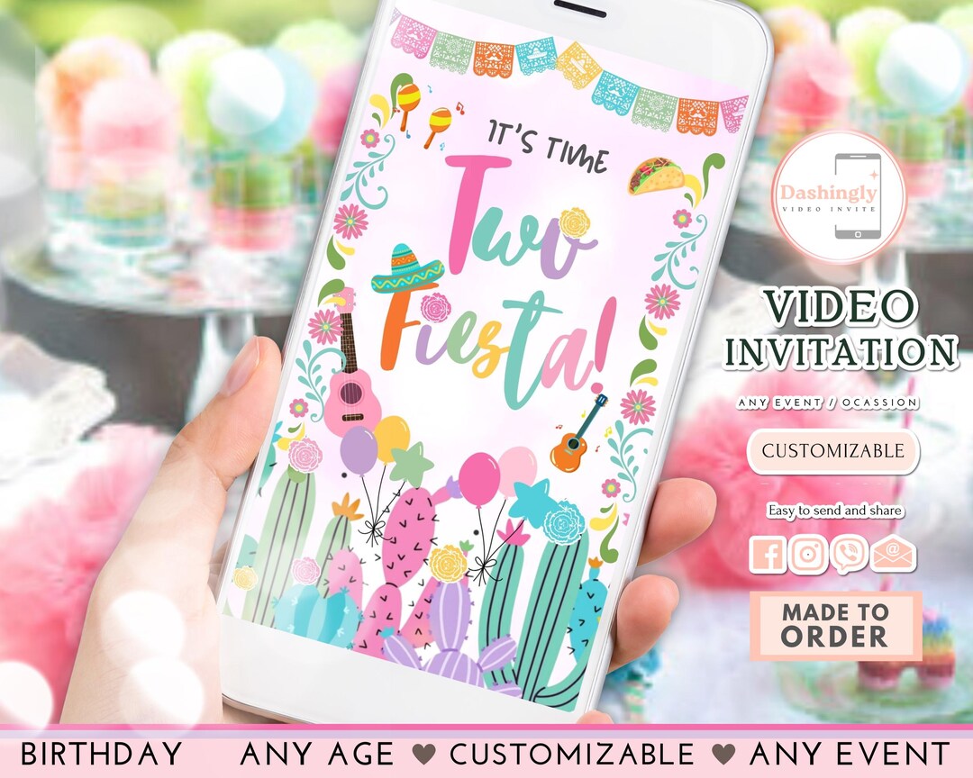 Time Two Fiesta Video Invitation 2nd Birthday Party Invitation No Time ...