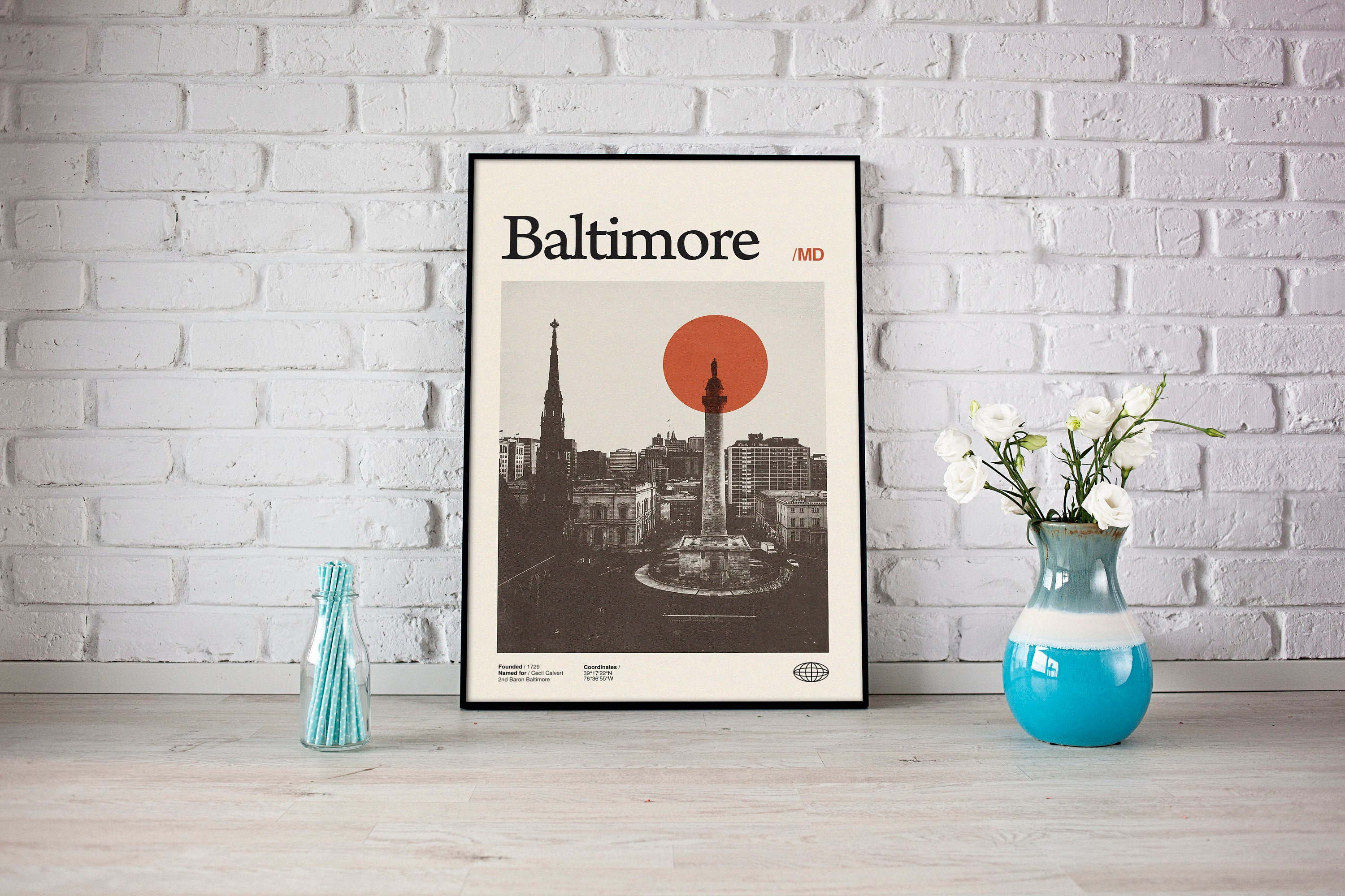 Baltimore Mid Century Poster, Vintage Baltimore Poster Print, Wall ...