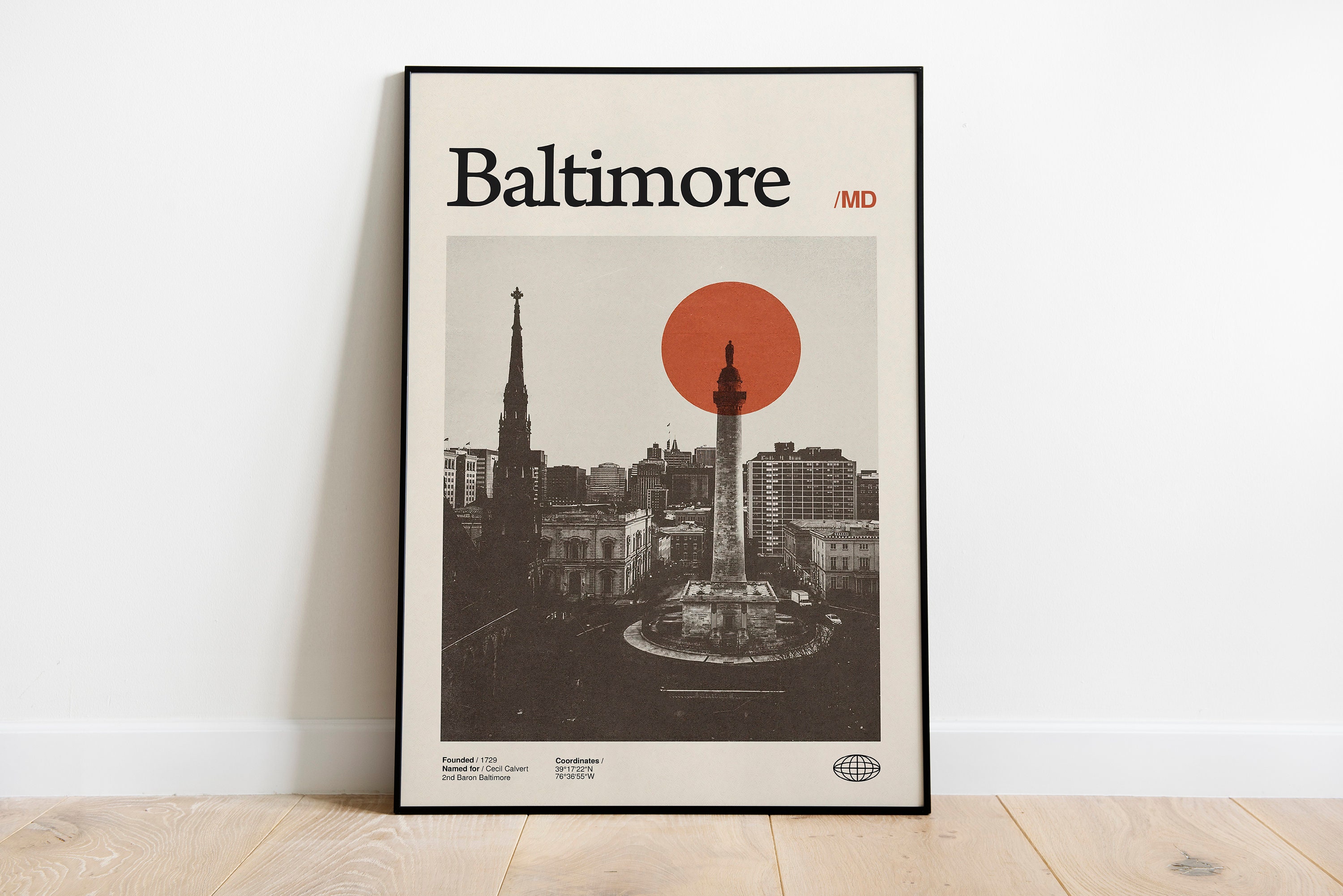 Baltimore Mid Century Poster, Vintage Baltimore Poster Print, Wall ...