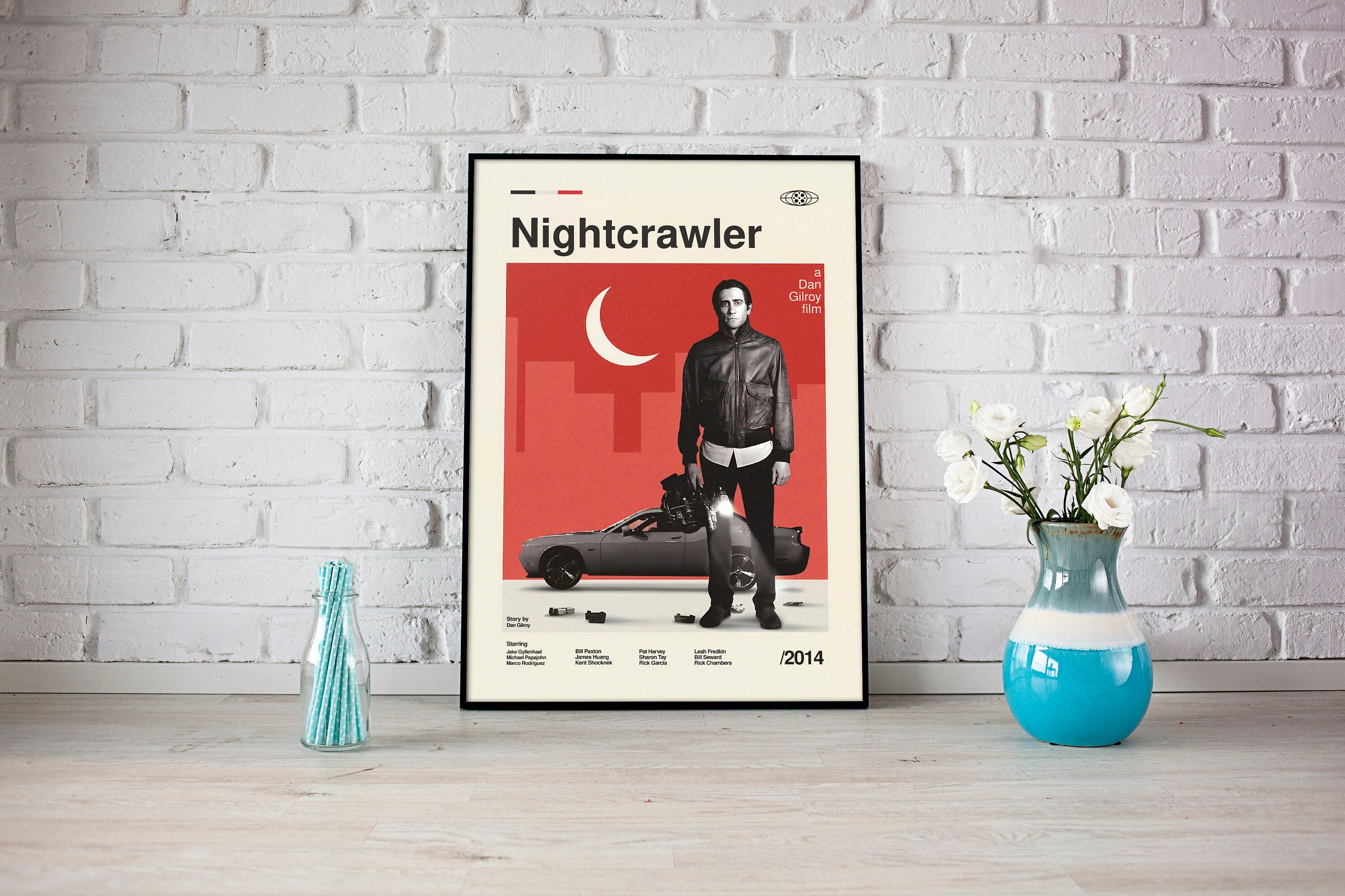 Nightcrawler Mid Century Modern Movies Poster, Retro Movie Print ...