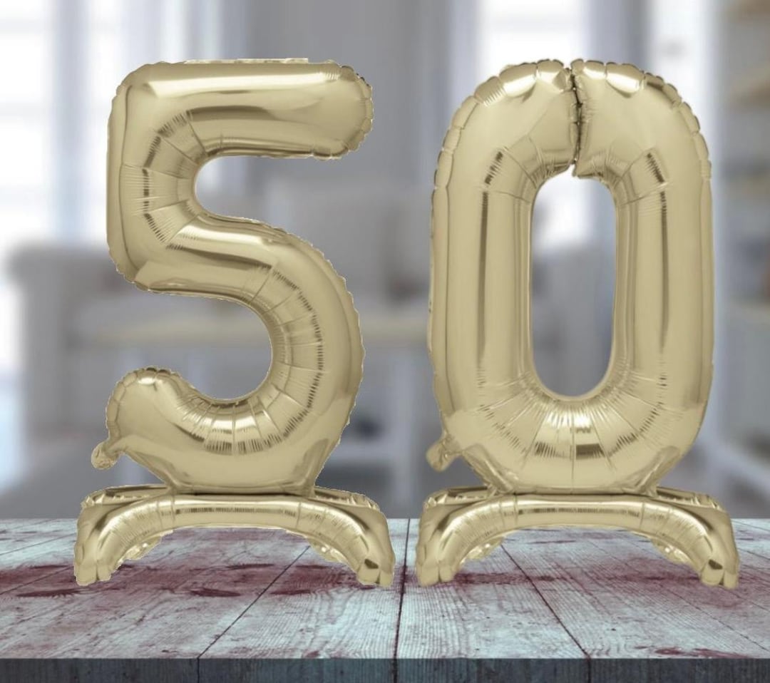 30in Gold Age 50 Free Standing Foil Balloons Party Decorations. 50th ...