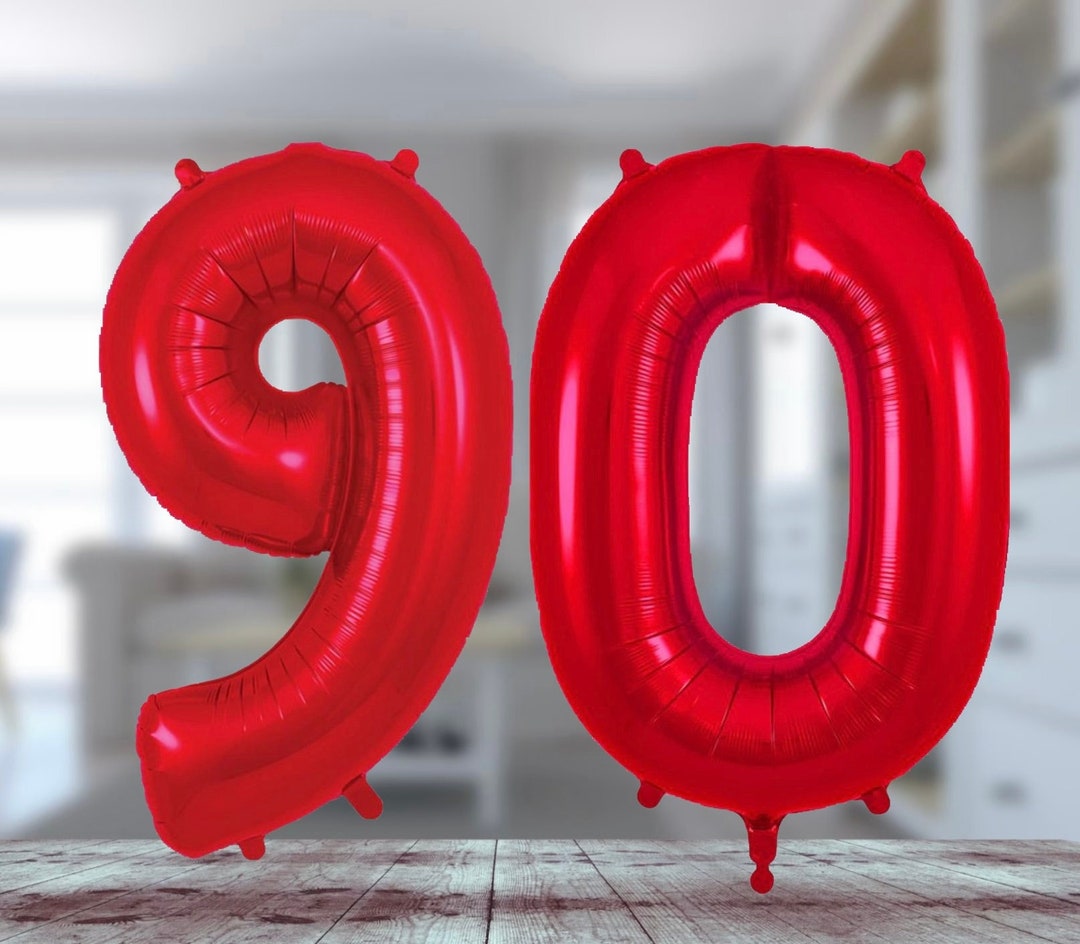 Jumbo 34" Red 90th Birthday Balloons - Etsy UK