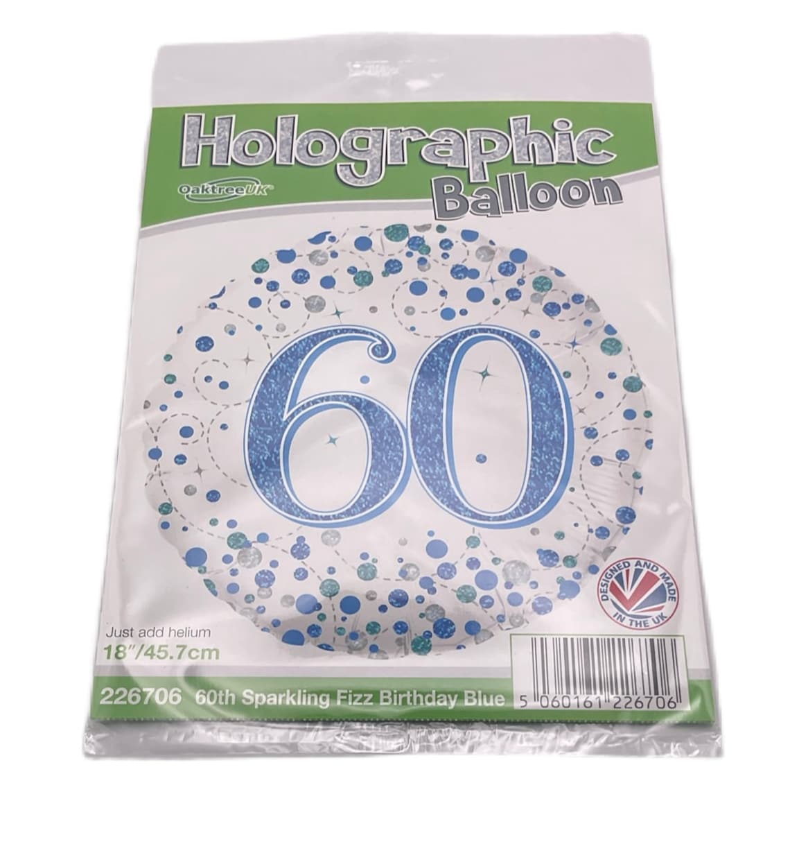 Blue Silver White Age 60 Birthday Party 18” Foil Balloon. 60th Birthday ...