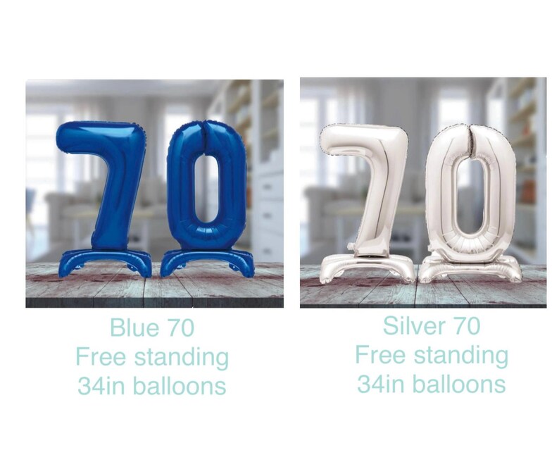 70th Birthday Navy Blue Silver Balloons Banners Tableware Centrepiece ...