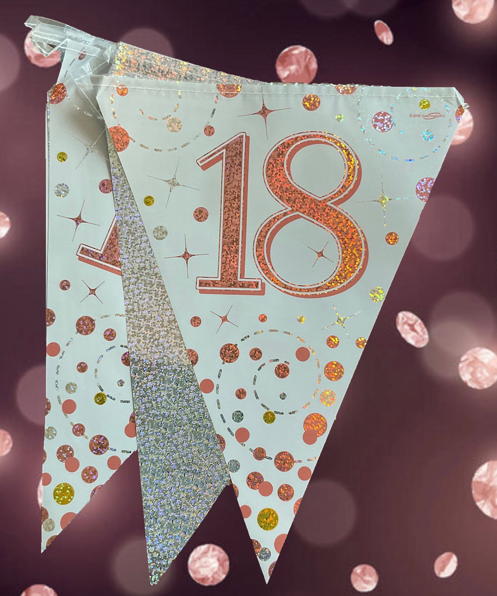 White Rose Gold Age 18 Bunting Flags Party Banner 3.9m. 18th - Etsy