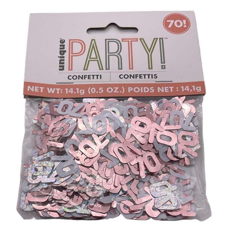 Age 70 Confetti Rose Gold Silver White Themed Birthday Party Confetti ...