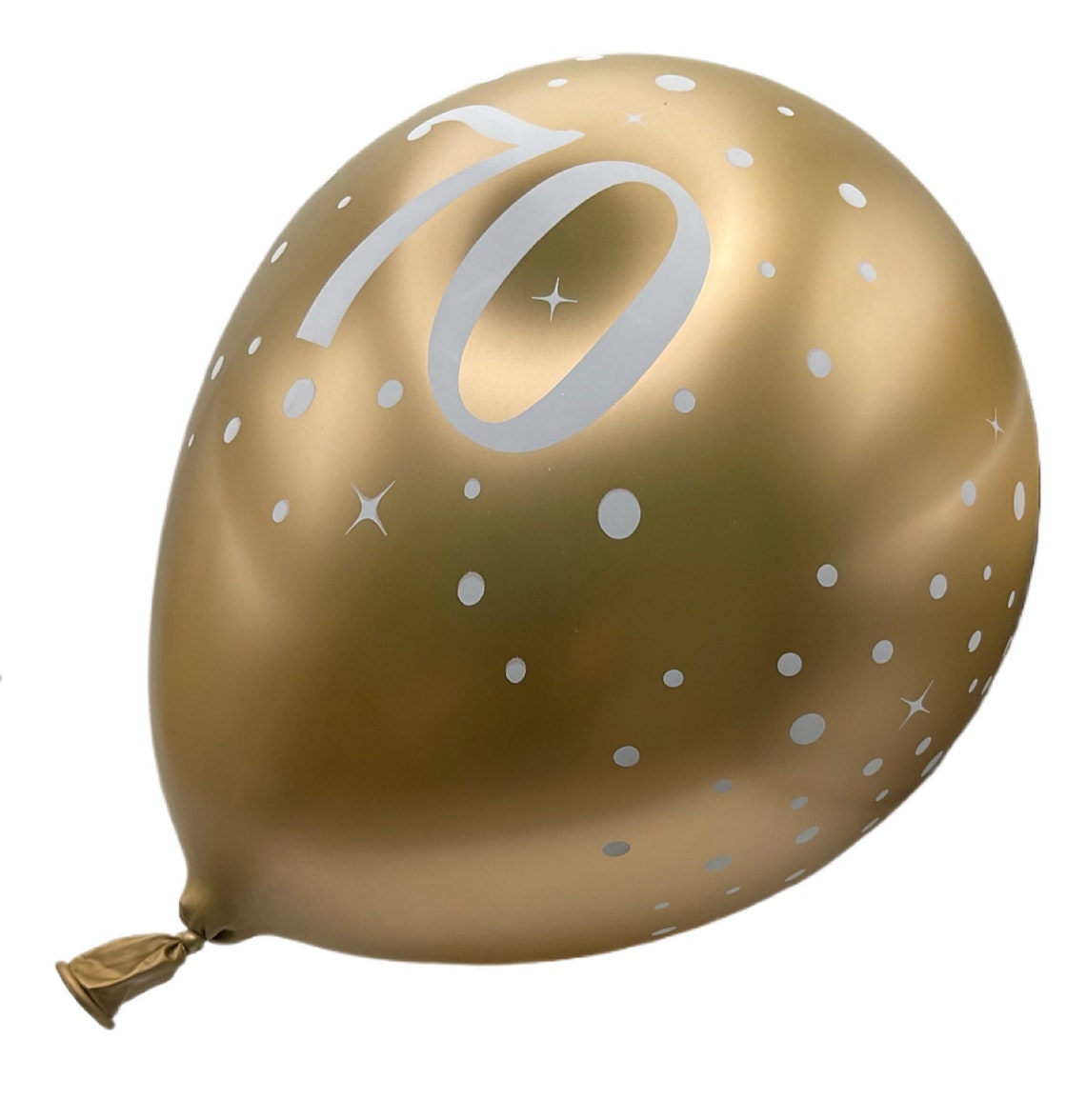 70th Birthday White and Gold Themed Latex Party Balloons X 6. Age 70 ...