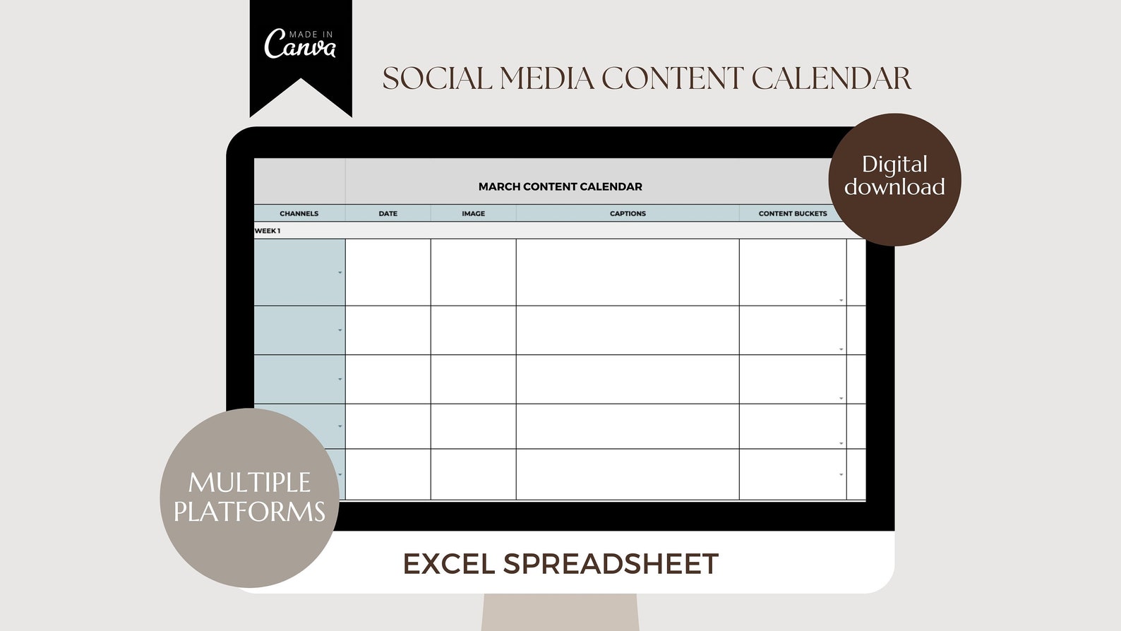 Social Media Content Calendar Monthly Google Excel Social Media ...