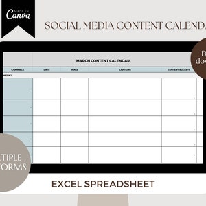 Social Media Content Calendar Monthly Google Excel Social Media ...