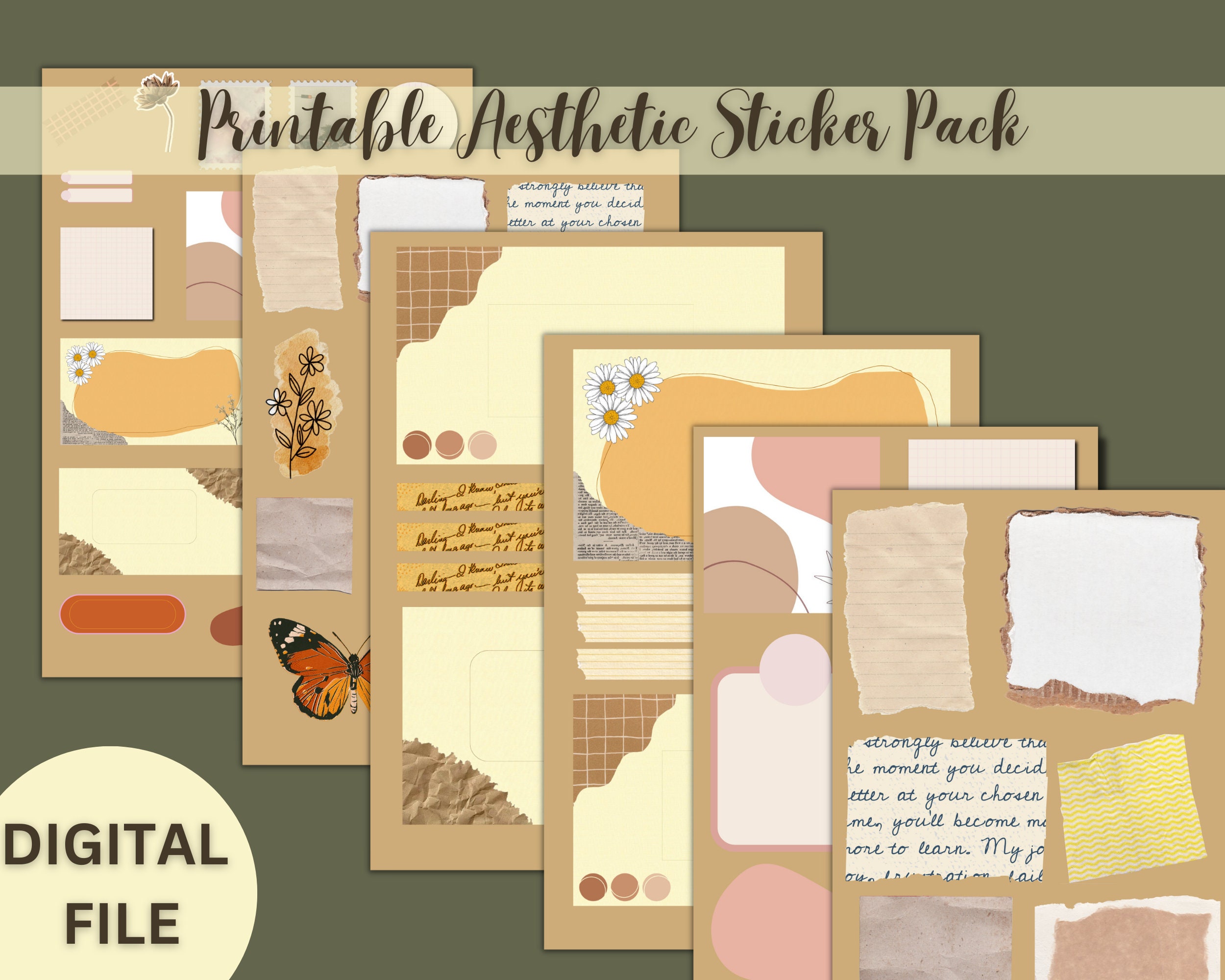 Printable Aesthetic Sticker Pack-sticker Pack-aesthetic Sticker Pack ...