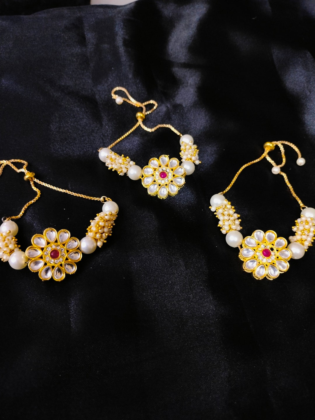 100 Pcs Kundan Bracelets Sangeet Haldi Mehndi Ganey Ganaas Indian ...