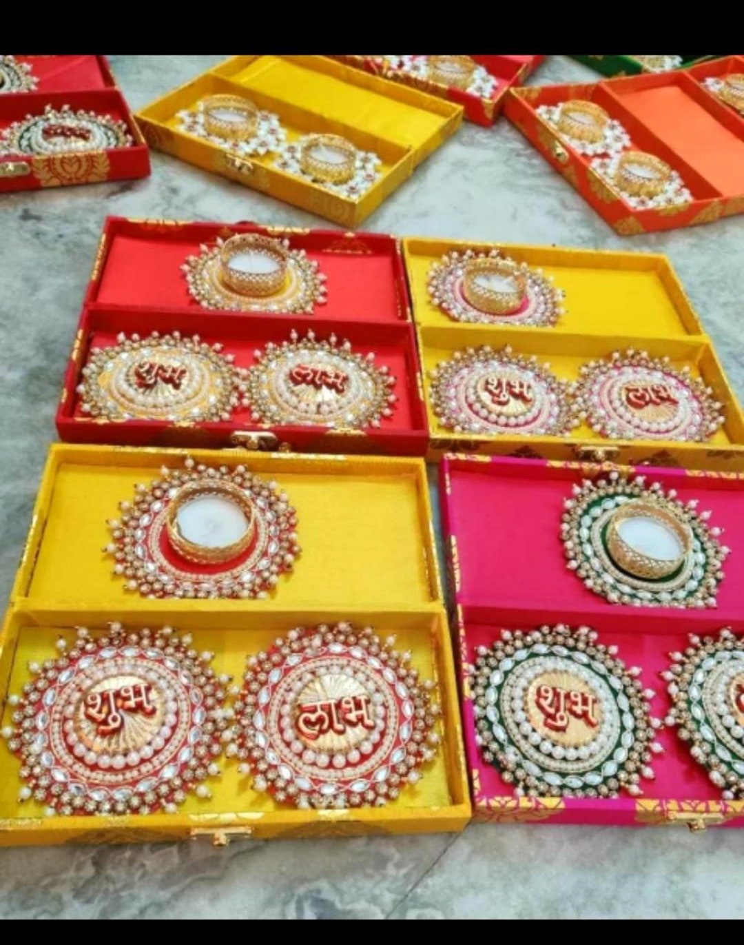 Diwali Gift Box of Shubh Labh and Tealight / Candle Holder for Diwali ...
