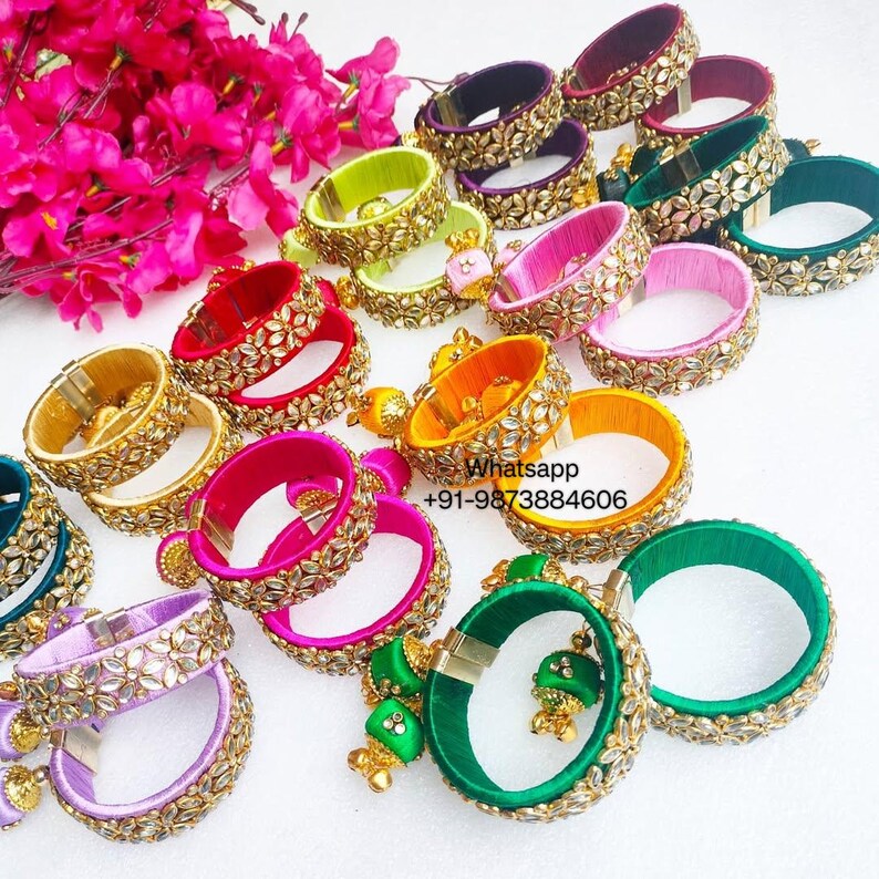 Lot of 100 Pcs Mix Colors Thread Bangle Bracelets Mehndi Favors Sangeet ...